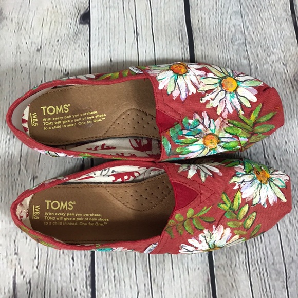 Toms | Shoes | Toms Sz 85 Custom Hand Painted Floral | Poshmark